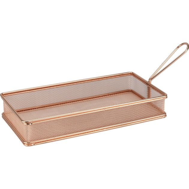 Rectangular metal serving basket "Copper" 26x13cm – HORECANO