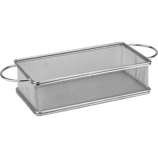 Rectangular metal serving basket "Silver" 21x11cm – HORECANO