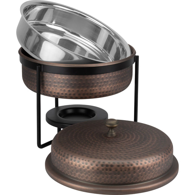 Horecano Rustic Round Chafing Dish with Matte Black Base 5 litres ...
