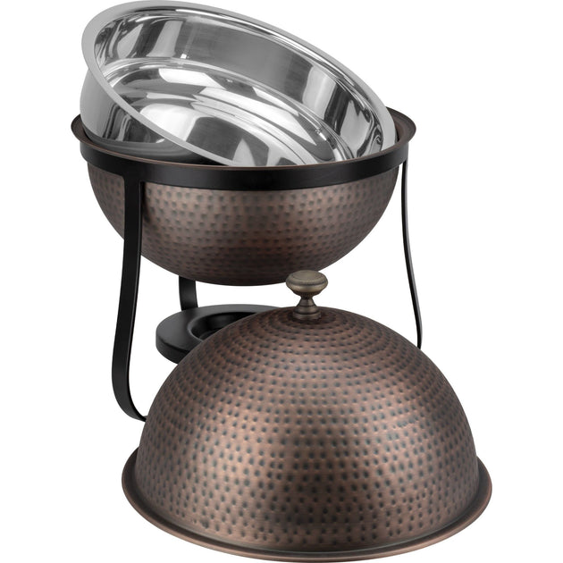 Horecano Rustic Round Dome Chafing Dish with Matte Black Base 5 litres ...