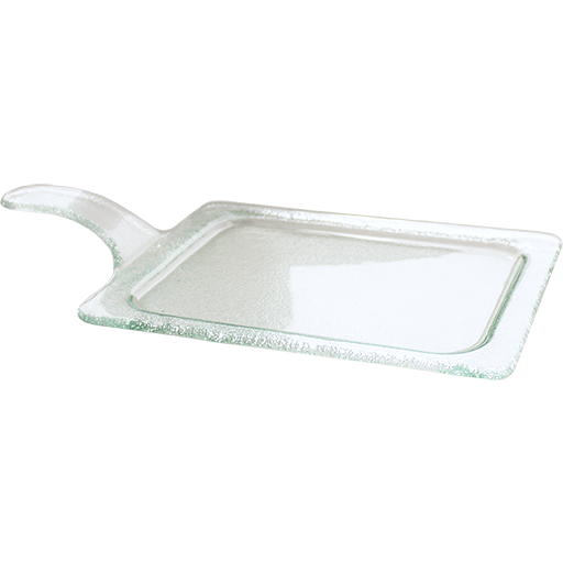 Rectangular glass platter with handle for cheese 19x25cm – HORECANO