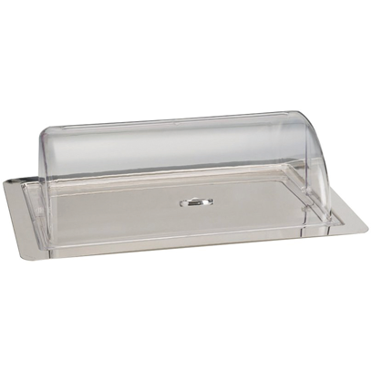 Stainless steel rectangular tray with polycarbonate roll top cover 62x ...