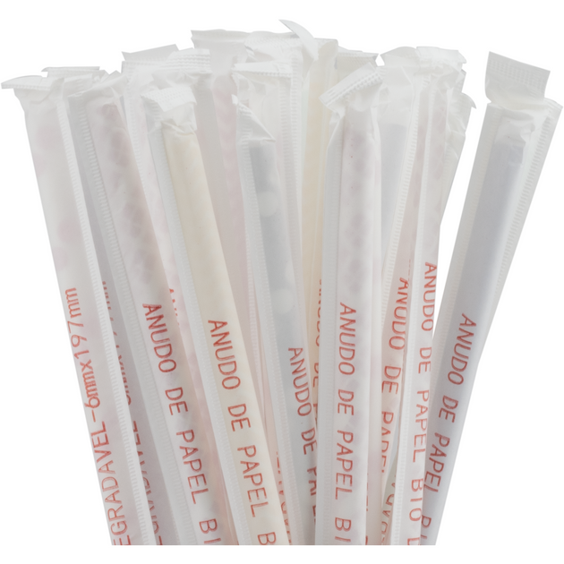 Packet of 200 individually wrapped coloured paper straws 0.6x19.7cm ...