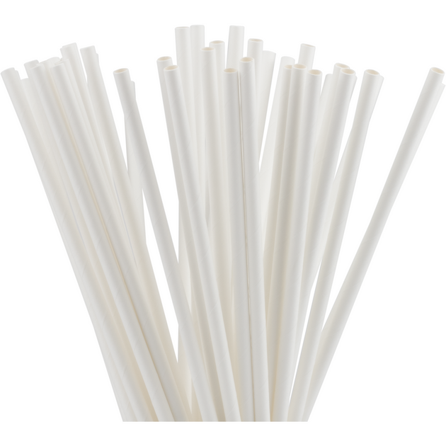 Packet of 50 white straws 0.6x26.5cm – HORECANO