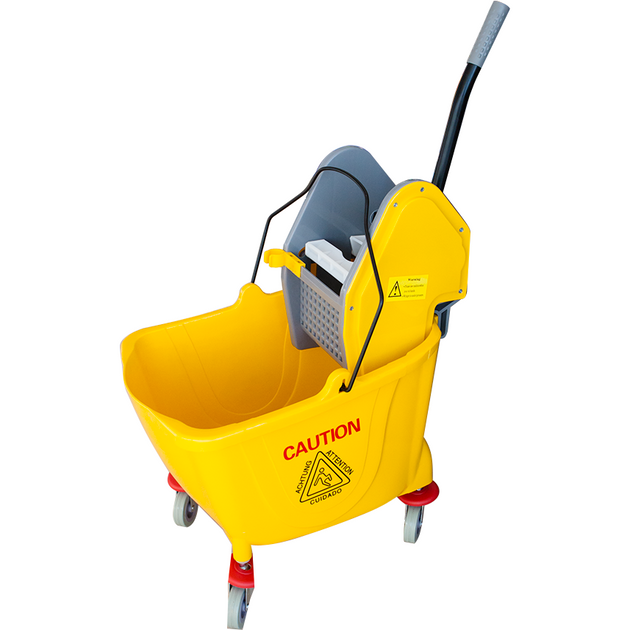 Single mop bucket trolley with wringer yellow 36 litres – HORECANO
